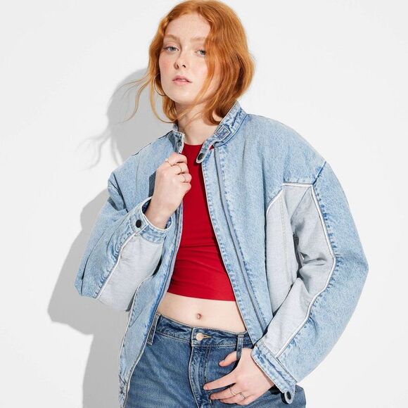 wild fable | Jackets & Coats | Wild Fable Womens Denim Bomber Jacket ...